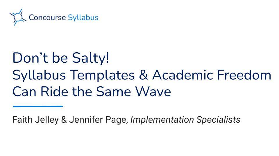 Webinars - Concourse Syllabus